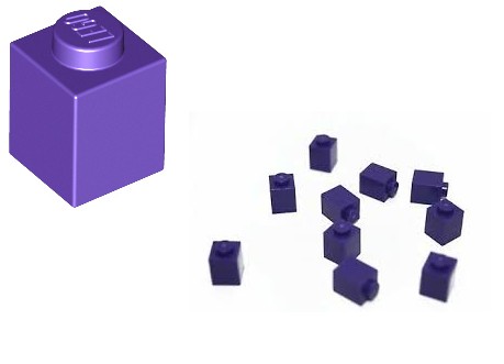 Lego 1x1-es SÖTÉTLILA kocka x 10 darab 3005, • Ár, Vélemények - Allegro