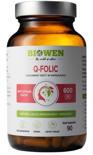Biowen Q-FOLIC Metylowany KWAS FOLIOWY 5-MTHF 90 kaps. Produkcja krwi ...