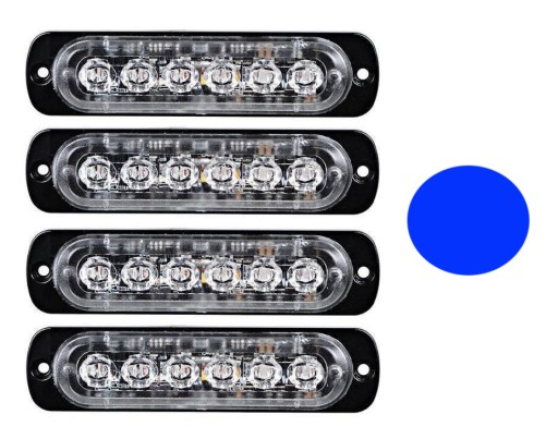4x Obrysová lampa Strobo 6 LED 12V-24V, modrá za 346.00CZK - Allegro