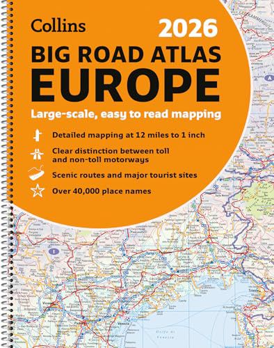 COLLINS 2026 BIG ROAD ATLAS EUROPE: LARGE SCALE, EASY TO READ MAPPING (KSIĄ (17893793662 ...