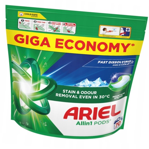 Ariel Mountain Spring Allin1 kapsułki do prania 70 prań (8700216764193 ...