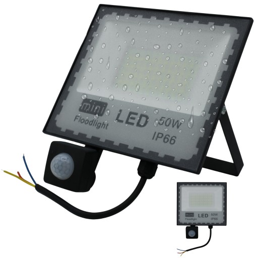 HALOGEN LED Z CZUJNIKIEM RUCHU 50W LAMPA GARAŻ DOM (5903623625948 ...