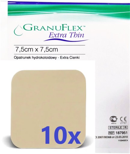 Opatrunek hydrokoloidowy GRANUFLEX EXTRA THIN 7,5x7,5cm, op. 5 szt ...