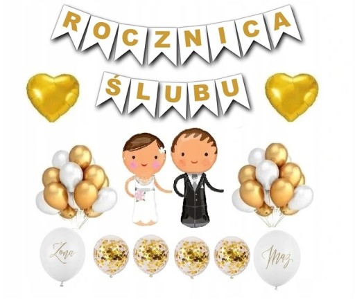 Rocznica Ślubu Balony Baner Dekoracje Zestaw Złoty • Cena, Opinie ... Rocznica Ślubu Balony Baner Dekoracje Zestaw Złoty • Cena, Opinie ...
