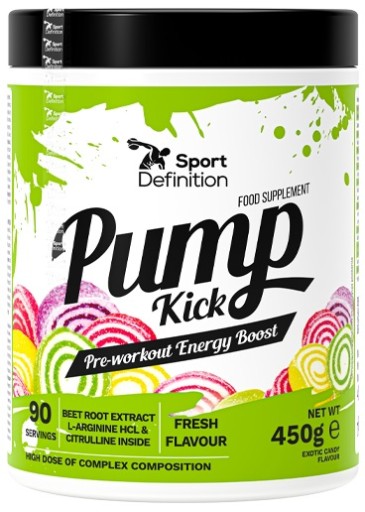 SPORT DEFINITION PUMP KICK 450g PREDTRÉNINGOVKA PREWORKOUT SVALOVÁ ...