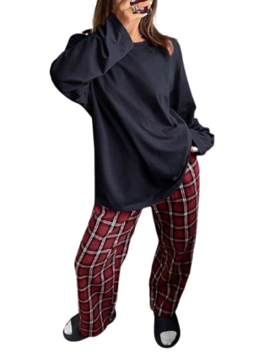 SHEIN NŐI PIZSAMA PIROS KOCKÁS NADRÁG L 1JA za 6420.00HUF-ért - Allegro