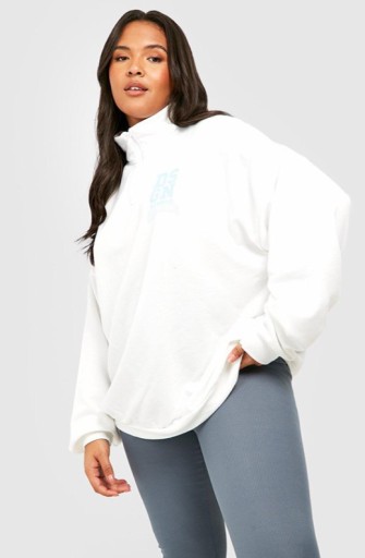 BLUZA DRESOWA LUŹNA BIAŁA NADRUK OVERSIZE KLASYCZNA STÓJKA BOOHOO 52 • Cena, Opinie • Bluzy ...