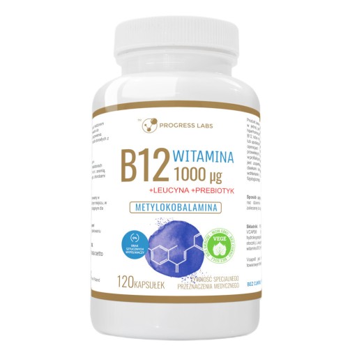 METYLOKOBALAMINA Witamina B12 1000µg 120kap ZMĘCZENIE UKŁAD NERWOWY ...