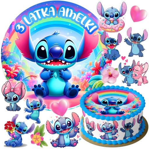 MEGA ZESTAW OPŁATEK NA TORT LILO I STICH STITCH STICZ + 13 POSTACI ...
