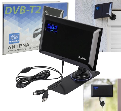 Antena pokojowa telewizyjna DVB-T DVB-T2 do domu na usb WZMACNIACZ CZARNA - Sklep, Opinie, Cena ...