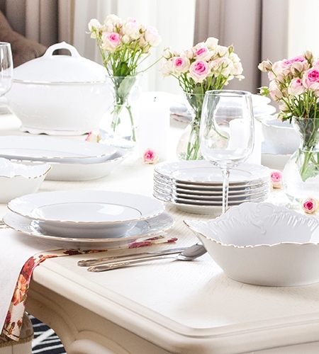 3604 SERWIS OBIADOWY 6/27 Złota Linia ROCOCO PORCELANA PFP ĆMIELÓW ...