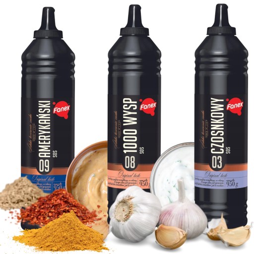 SOSY DO KEBABA AMERYKAŃSKI OSTRY TYSIĄC 1000 WYSP CZOSNKOWY DO HOT DOGA ...