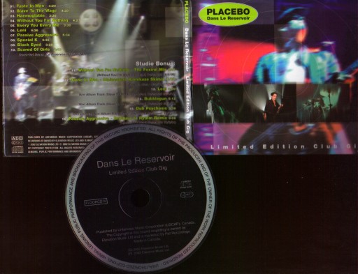 PLACEBO - DANS LE RESERVOIR - LIMITED EDITION - CD 18155967935 - Sklepy ...