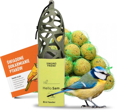 KARMNIK DLA PTAKÓW HELLO SAM SINGING FRIEND + KULE BILE TŁUSZCZOWE 15 ...