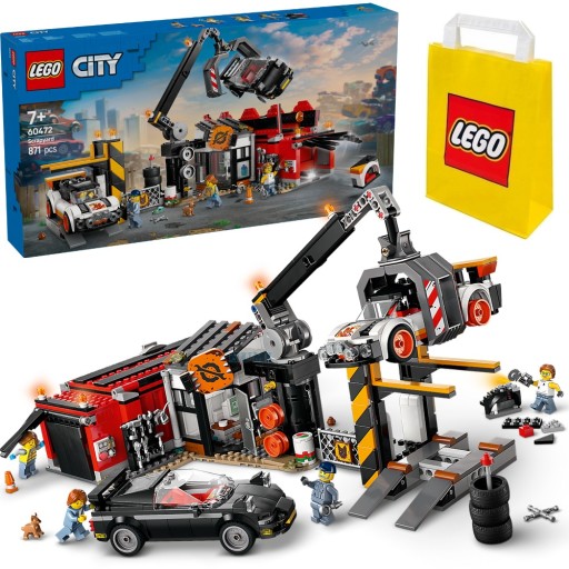 LEGO CITY 60472 DUŻE ZŁOMOWISKO Z SAMOCHODAMI + TORBA PREZENTOWA ...