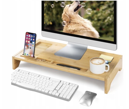 PODSTAWKA POD MONITOR BAMBUSOVÝ NOTEBOOK STOLÍK - Allegro