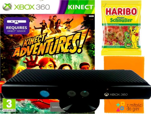 KINECT SENSOR RUCHU CZARNY XBOX 360 + GRA KINECT ADVENTURES RODZINNA ...