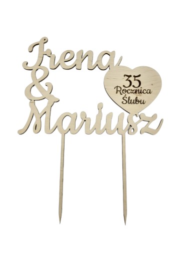 Topper napis na tort rocznica ślubu 35 lat razem • Cena, Opinie • Figurki na tort, toppery ...