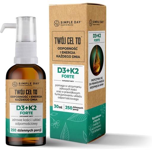 WITAMINA D3 K2 MK7 FORTE 2000IU 30ml KROPLE 250 DNI ODPORNOŚĆ ZDROWE ...