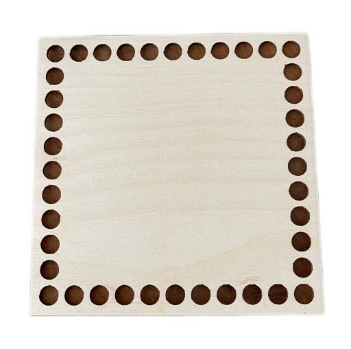 ALAP KOSÁRHOZ, NÉGYZET ALAPÚ FA LEMEZBŐL, MAKRAMÉ ZSINÓRHOZ, 20 CM, • Ár, Vélemények - Allegro