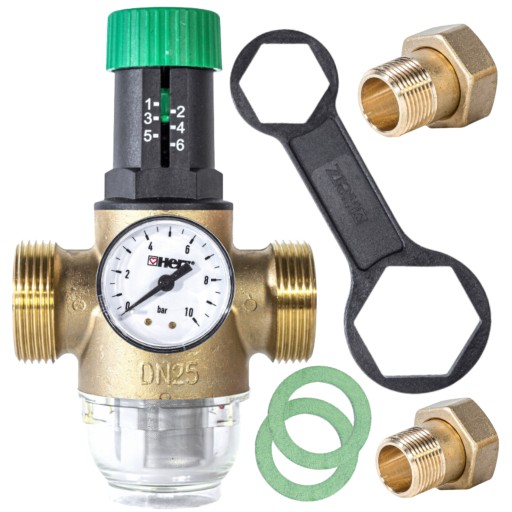 REDUKTOR REGULATOR CIŚNIENIA WODY Ø 1" CAL Z MANOMETREM I FILTREM SOLIDNY (3838963424888) • Cena ...