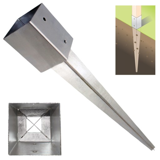 PODSTAWA SŁUPA WBIJANA DO ZIEMI KOTWA 100x900 PSG100 PERGOLA WSPORNIK DOMAX (5907708148247 ...