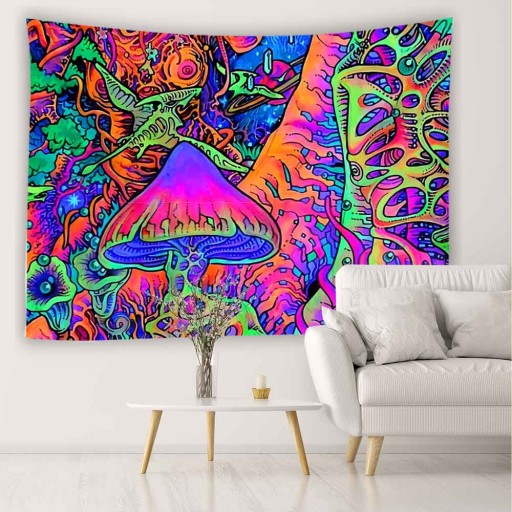 GOBELIN Psychedelic mushroom wall decor hippie Tap XFDG 4V Cena Opinie Panele i cianki dekoracyjne 13713558135 Allegro