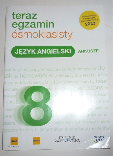 TERAZ EGZAMIN ÓSMOKLASISTY Język Angielski ARKUSZE (17002043132) | Podręcznik Allegro