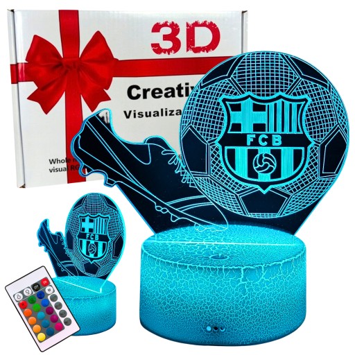 Gyerek Asztali Éjjeli Lámpa Barcelona Labda Dugók 16 LED 3D ...