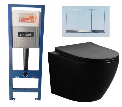 ZESTAW WC STELAŻ CERSANIT SYSTEM40 MUSZLA MISKA ARBO SLIM RIM CZARNY ...