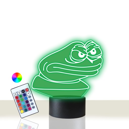 Lampka Nocna Stołowa 3D LED Żaba Pepe Mem Prezent Pilot 14734849270 ...