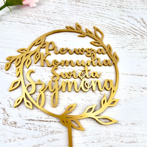 TOPPER ozdoba NA TORT komunijny plexi (5908283582921) • Cena, Opinie • Dekoracje tortów i ciast ...