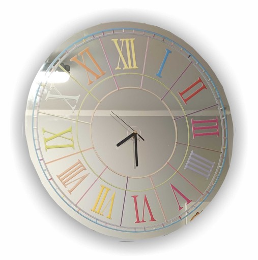 Duży Zegar ścienny lustro fi 50cm RZYMSKIE CYFRY nadruk DLP DESIGN ...