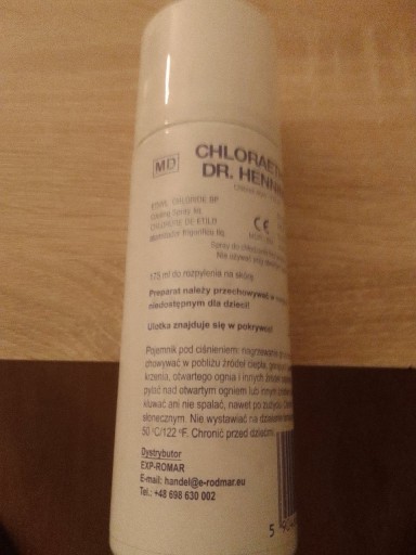 Do m. znieczulania Chlorek etylu Dr.Henning 175 ml (5999860616030 ...