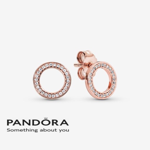 Pandora kolczyki różowe złoto lśniące koła | Kraków | Kup teraz na ...