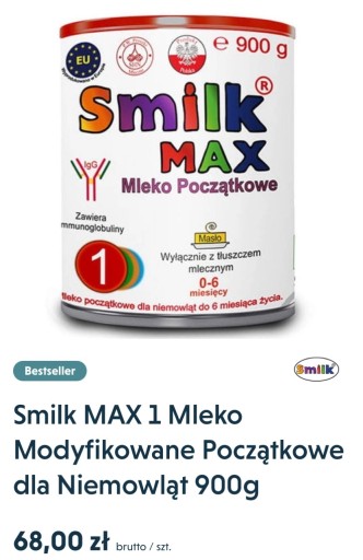 Smilk Max 1 Mleko Modyfikowane Początkowe | Smolec | Kup teraz na ...