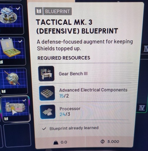 Tactical mk. 3 defensive blueprint schemat przeróbka ARC Raiders PC/PS ...