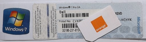 STICKER _ KLUCZ COA _ WINDOWS 7 Pro - DELL | Sokółka | Kup teraz na ...