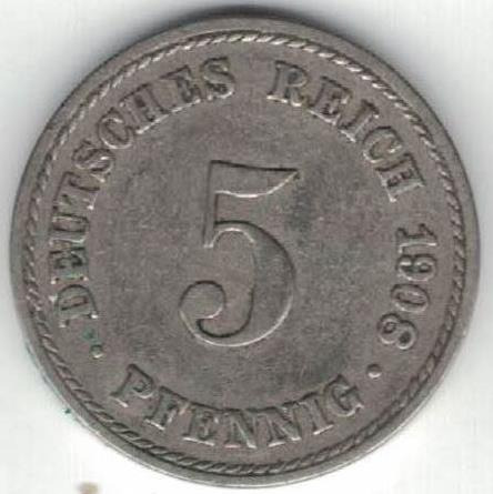 65 Niemcy Cesarstwo 5 pfennig 1908 A | Bydgoszcz | Kup teraz na Allegro ...