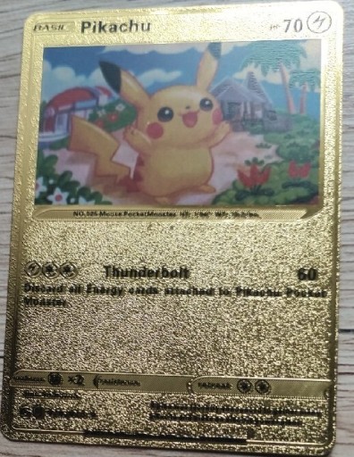 ZŁOTA KARTA POKEMON PIKACHU HP 70 | Konradówka | Licytacja na Allegro ...