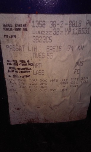 VW Passat B5 1.6 LA5E drzwi błotnik silnik lampy | Grabów nad Prosną ...