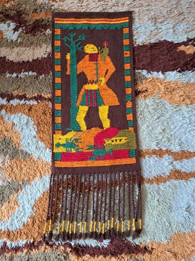 Vintage duzy kilim makata gobelin wełna Cepelia PRL dekoracja ścienna ozdob | Warszawa | Kup ...