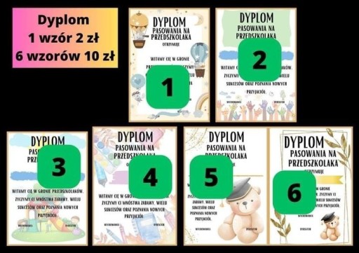 dyplom pasowanie przedszkolaka pdf 6 wzorów | Łódź | Kup teraz na Allegro Lokalnie