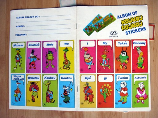 Wafelki Koukou Roukou Kukuruku Album naklejki PRL | Lublin | Licytacja ...