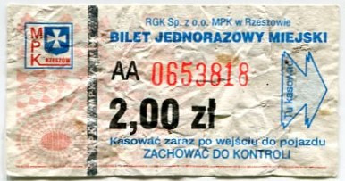 Bilet MPK Rzeszów 2 zł Normalny | Warszawa | Kup teraz na Allegro Lokalnie
