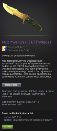 Nóż myśliwski Wiedza Po testach bojowych Huntsman Knife Lore CS2 ...
