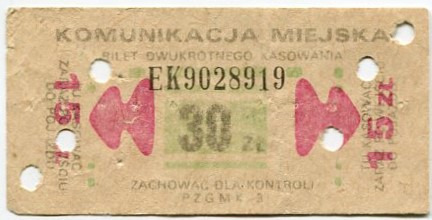 Bilet Komunikacji Miejskiej - 30 zł, dwukrotny | Warszawa | Kup teraz na Allegro Lokalnie