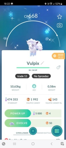 Pokemon go Shiny Vulpix Trade 30 days | Bieruń | Kup teraz na Allegro ...