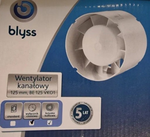 Wentylator kanałowy Blyss 125VKO1T z wyłącznikiem czasowym NOWY | Marki ...