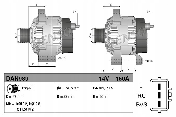 DAN989 ELECTRIC GENERATOR DENSO DAN989
